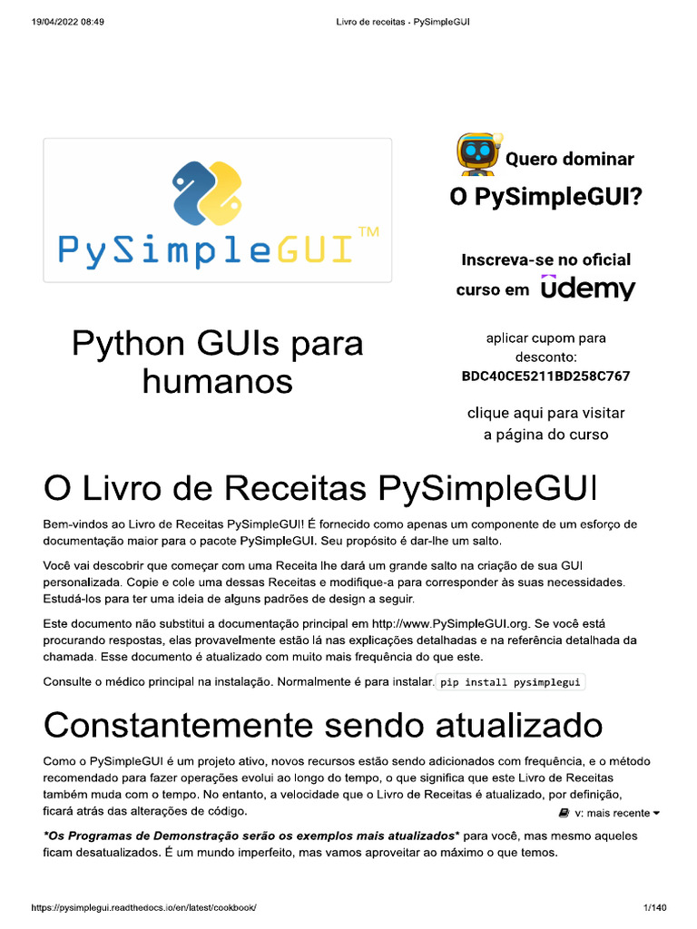 pysimpleGUI Coockbook | PDF