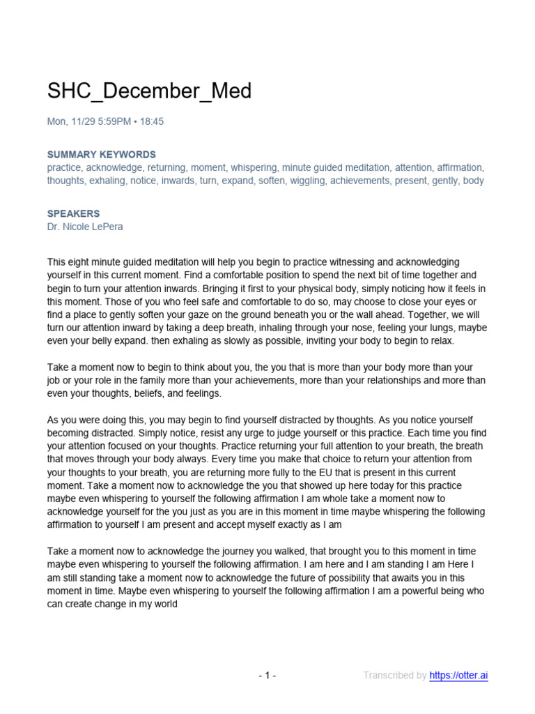 Self Healer's Circle SHC_December_Med-1 | PDF | Breathing | Respiration