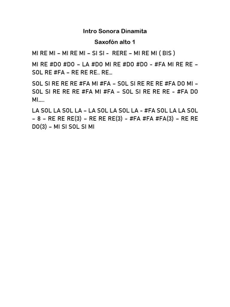 Intro Dinamita Sax Alto 1 | PDF