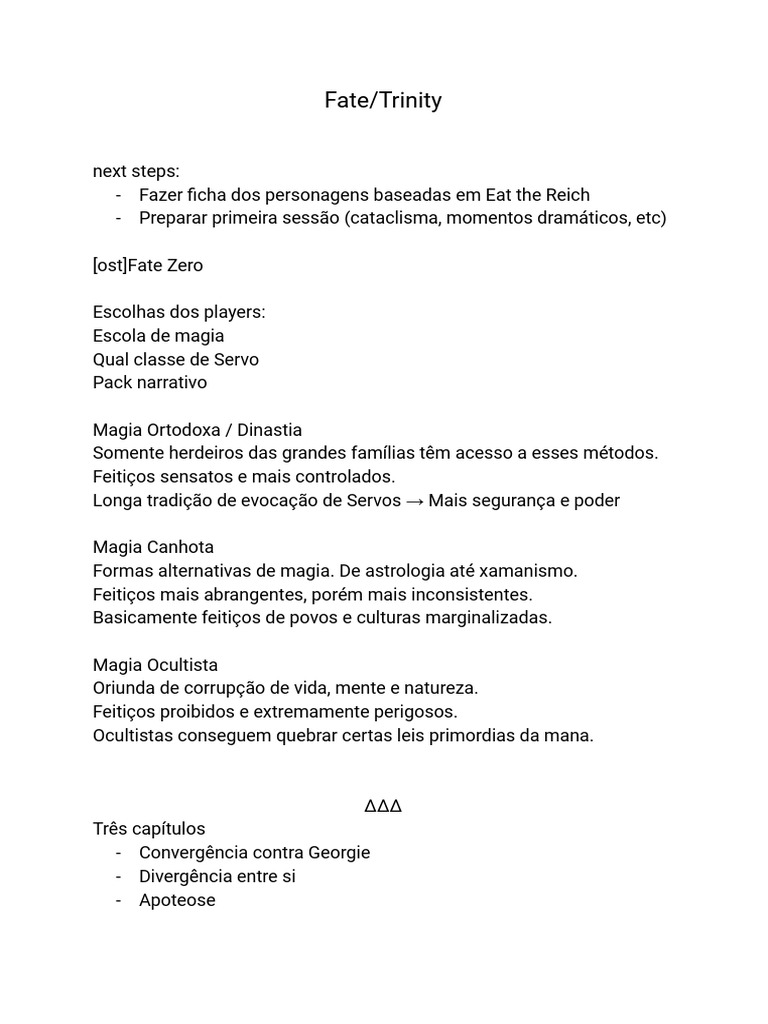 Fate_Trinity | PDF | Cálice sagrado
