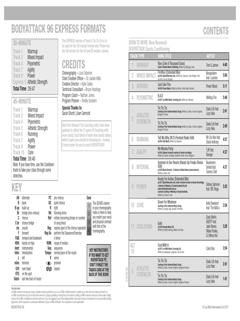 BODYATTACK 96 Choreography Booklet - Print Ready | PDF | Physical ...