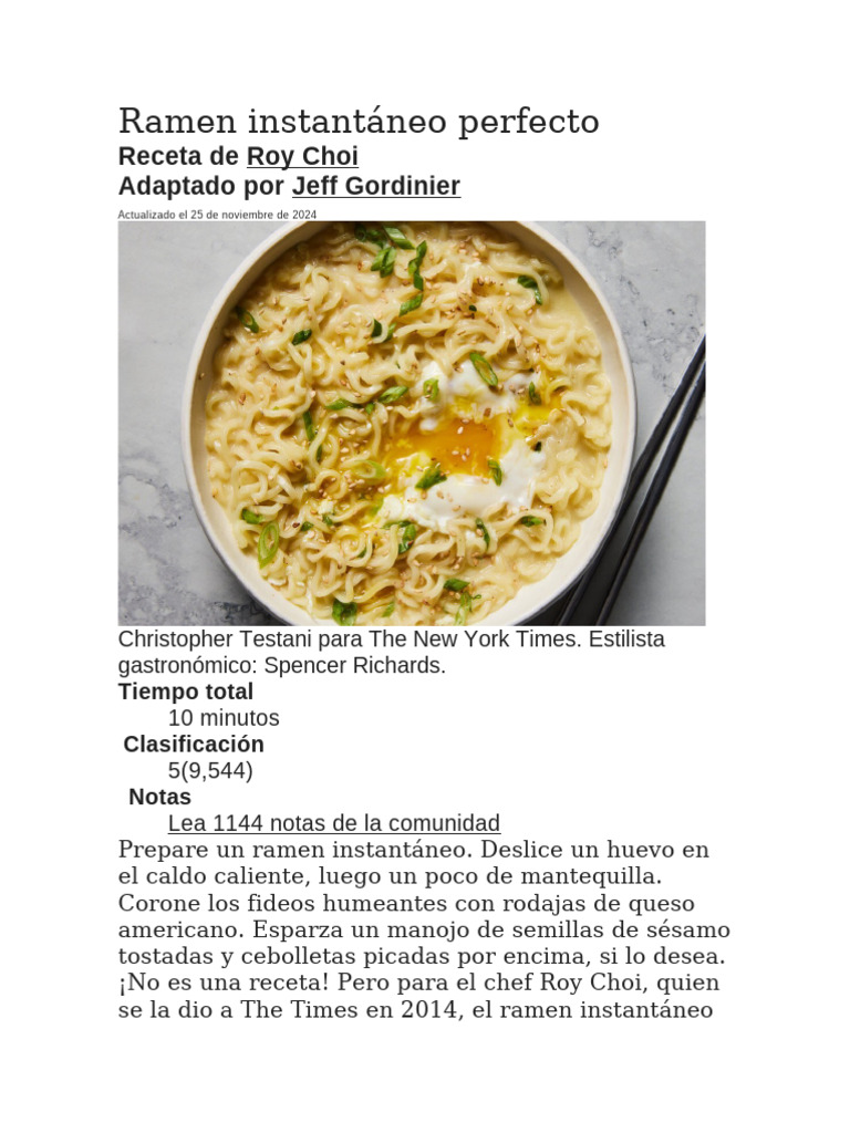 Ramen Instantáneo Perfecto | PDF