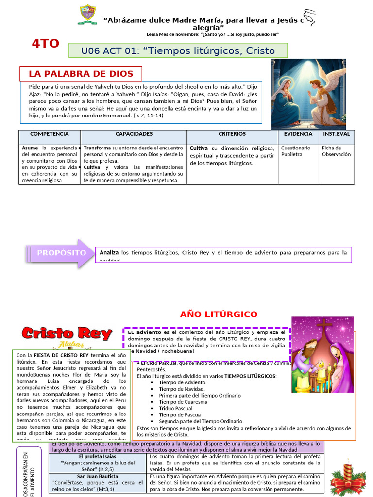 U6 4to Act 02 | PDF | Adviento | Año litúrgico