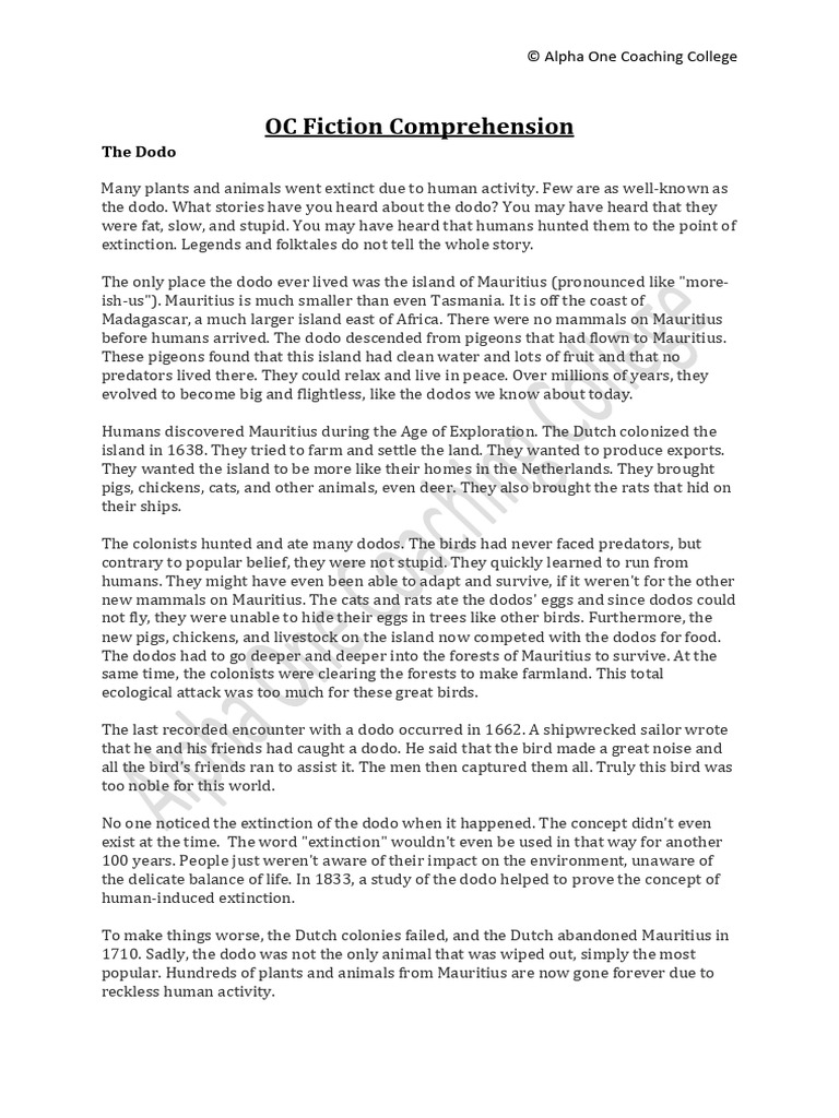 OC-Reading_Non-Fiction (The Dodo) | PDF | Columbidae | Extinction