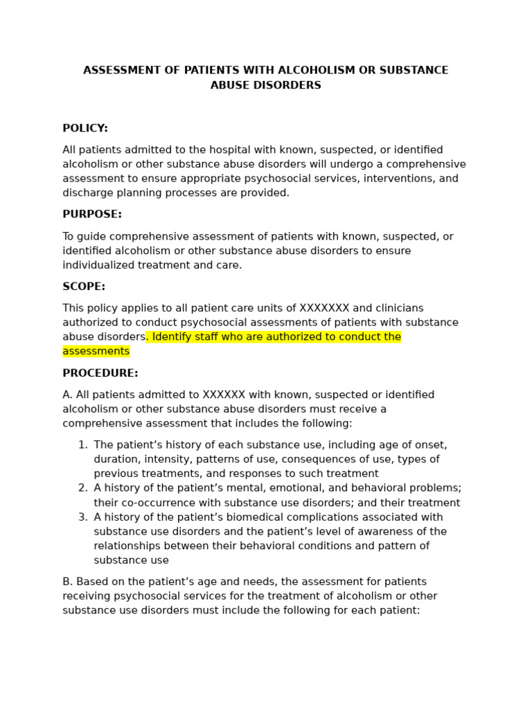 Scribd - Assessment of Patients With Alcoholism or Substance Abuse ...