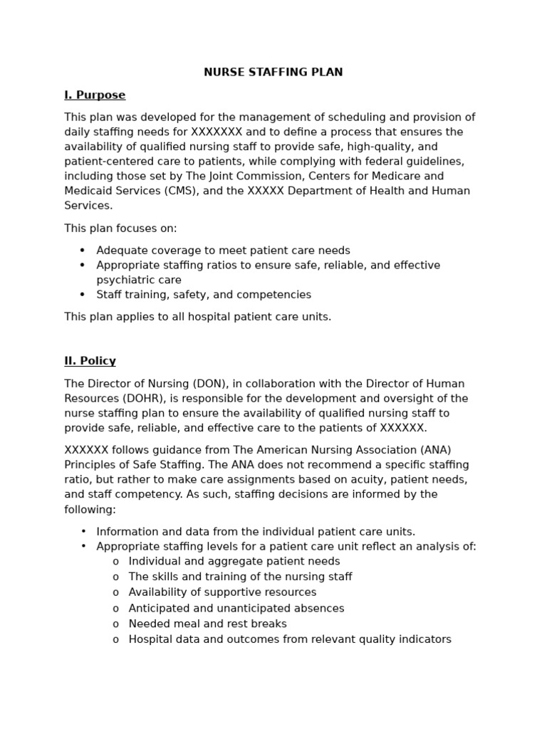 SCRIBD Staffing Plan DRAFT | PDF | Nursing | Patient