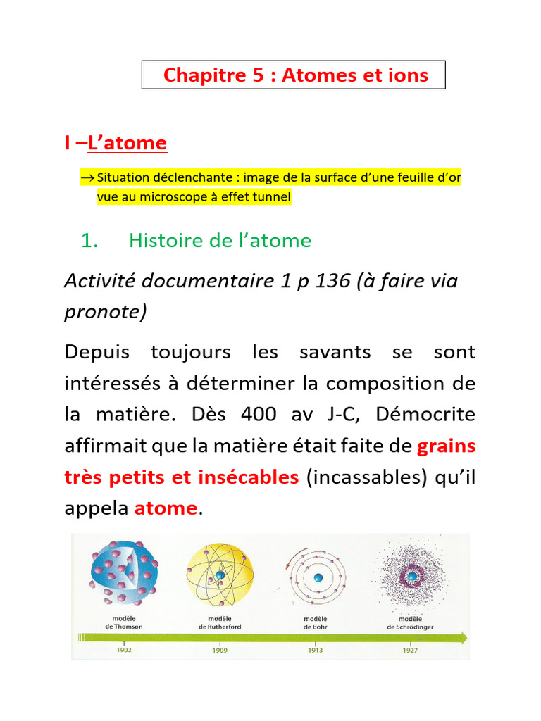 Atomes et Ions : Concepts Clés | PDF | Ion | Atomes