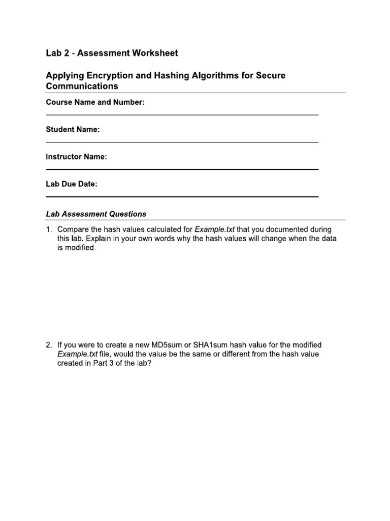 Lab #2 - Assessment Worksh | PDF