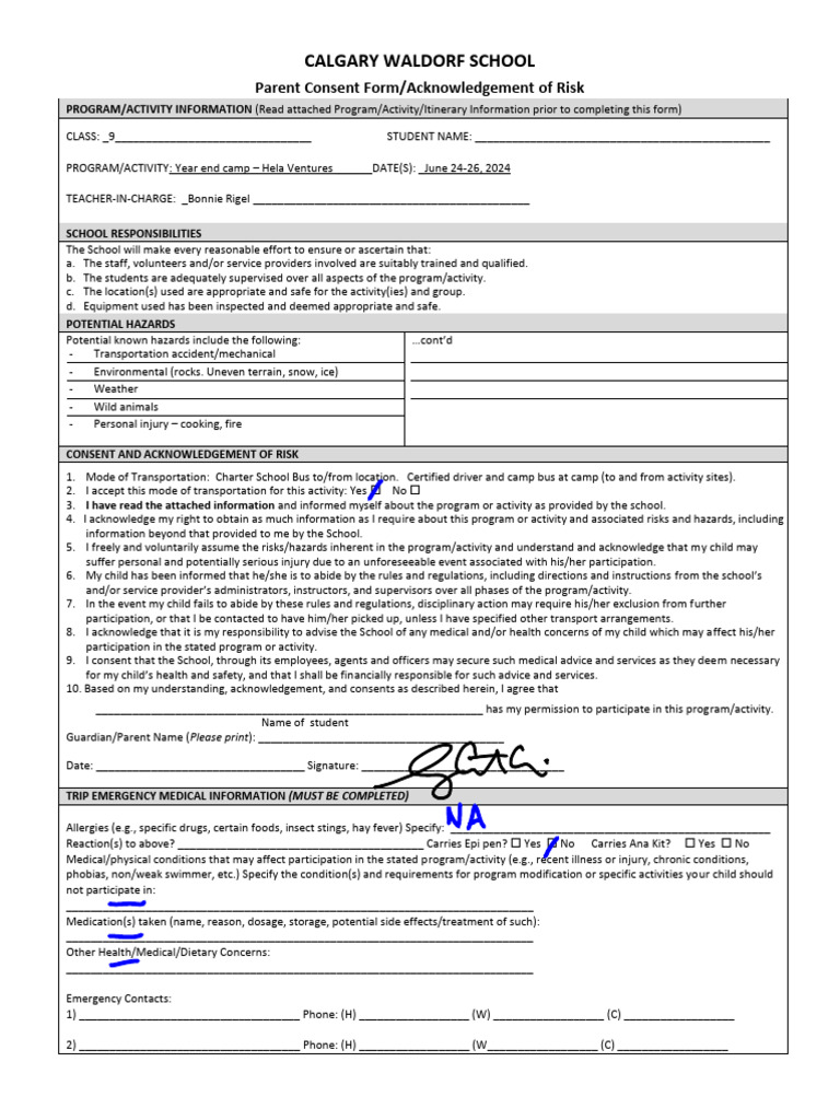 Parent Consent Form 2024 Hela Ventures Pdf