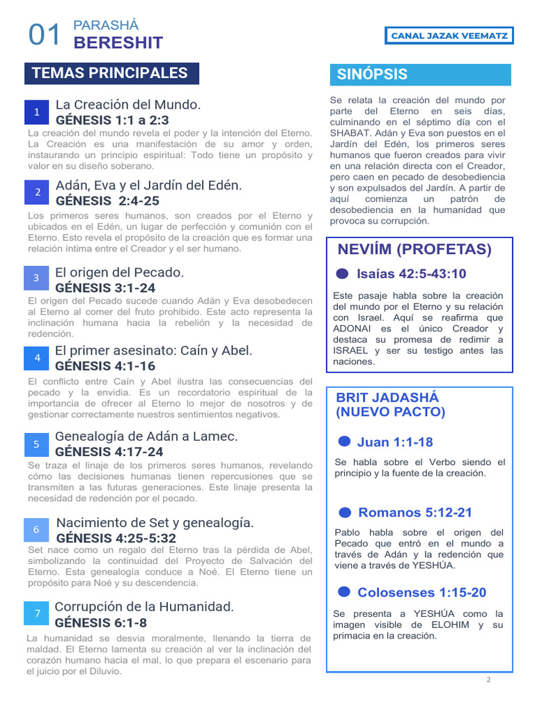 01 Parashat Bereshit 2023-2024_removed | PDF | Adán y Eva | Libro del ...