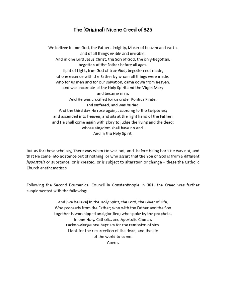 Nicene Creed: Core Christian Beliefs | PDF