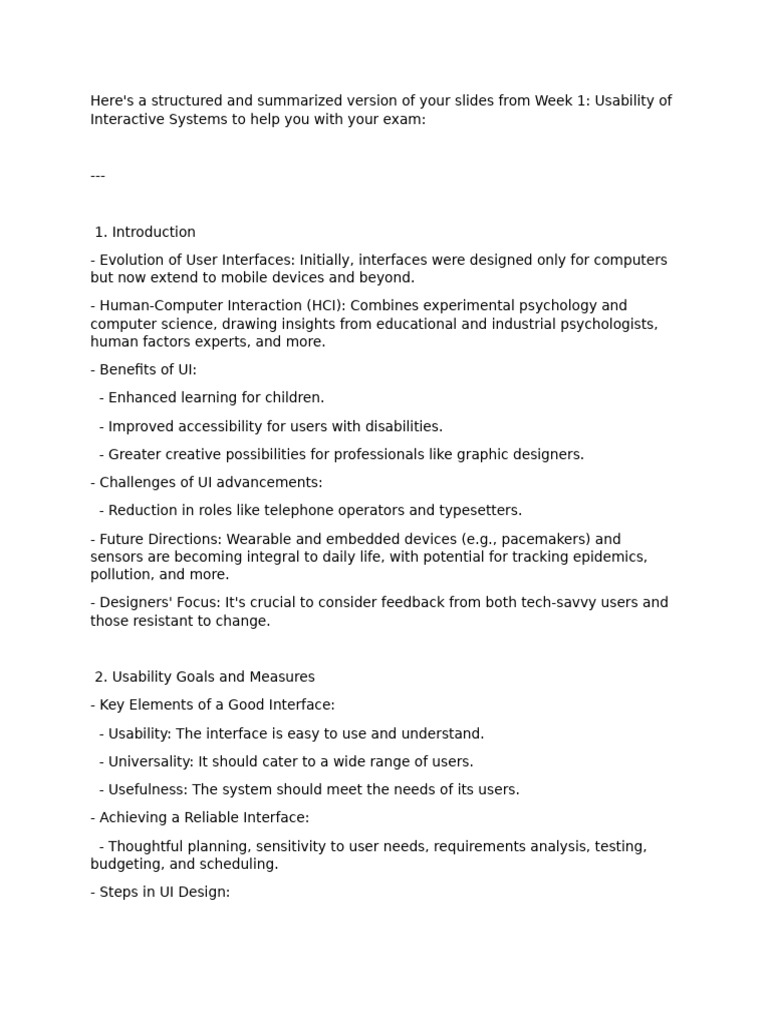 HCI REVISION HELPPPPPP | PDF | Usability | User Interface