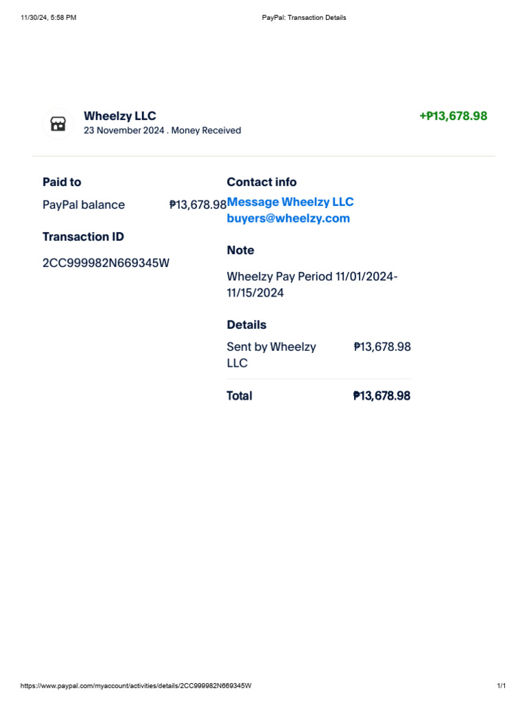 PayPal_ Transaction Details | PDF