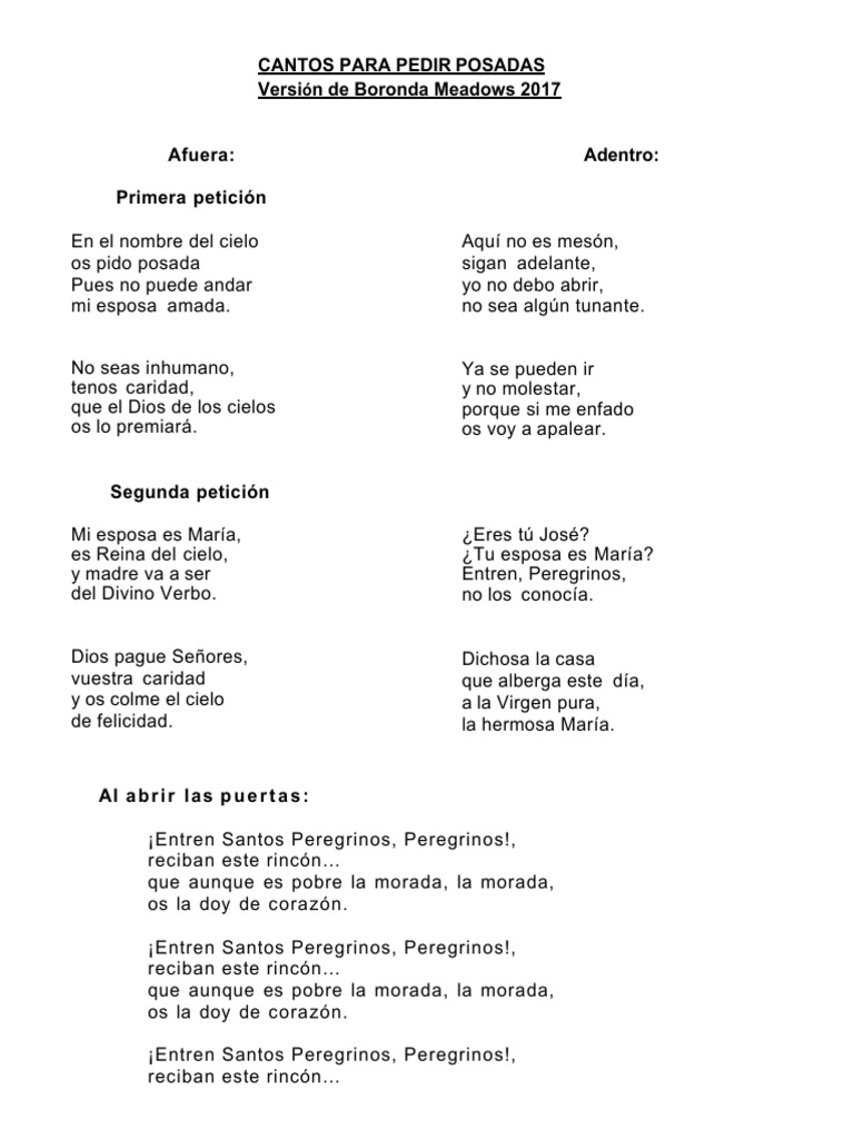 Posadas Cancion BM 2017 | PDF | María, madre de Jesús