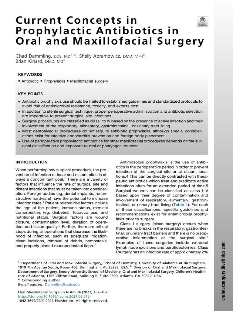Prophylactic Antibiotics in Maxillofacial Surgery | PDF | Surgery ...