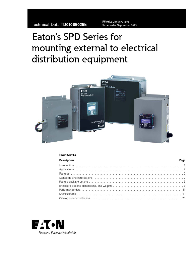 Eaton SPD Sidemounted Technical Data TD01005025E | PDF | Equipment ...