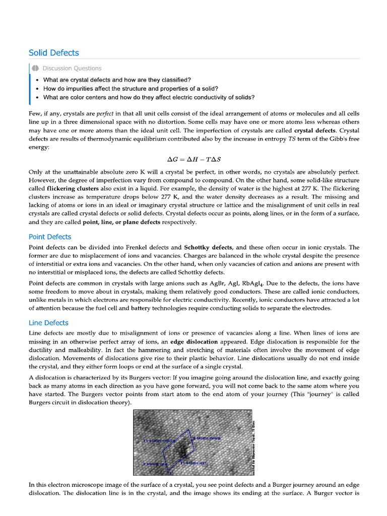 Defects in Solids | PDF