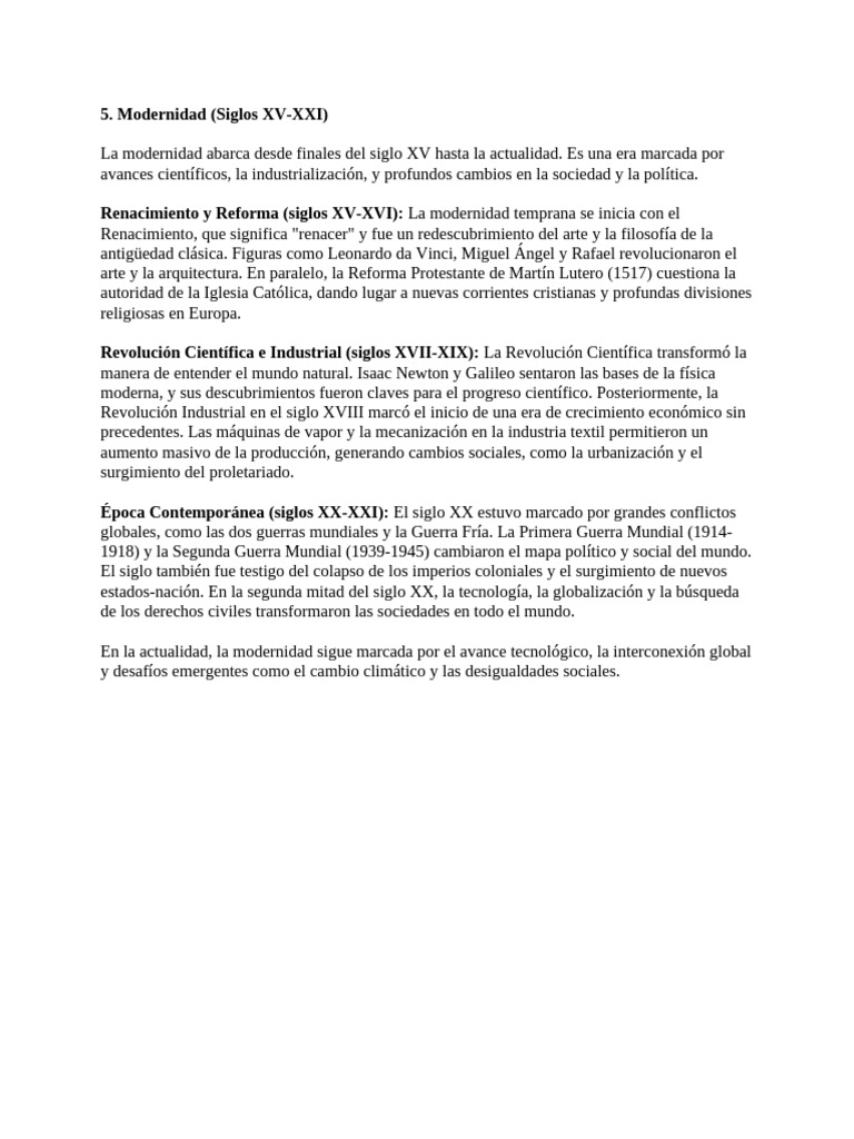 Evolución de la Modernidad | PDF