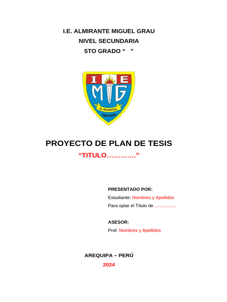 Formato de Proyecto Tesina 5to | PDF