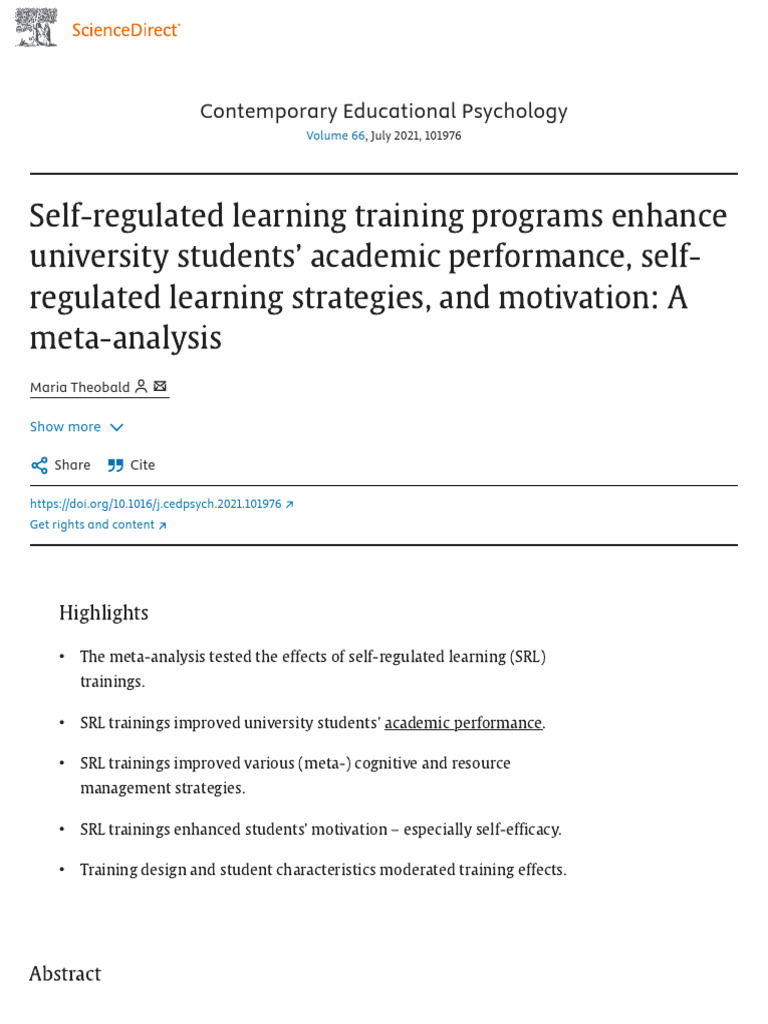 Self-Regulated Learning Training Programs Enhance University Students ...