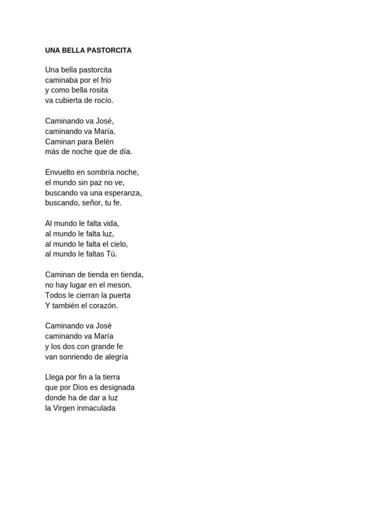 Villancico: Una Bella Pastorcita | PDF
