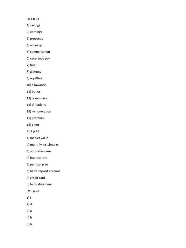 Financial Terms and Exercises Guide | PDF