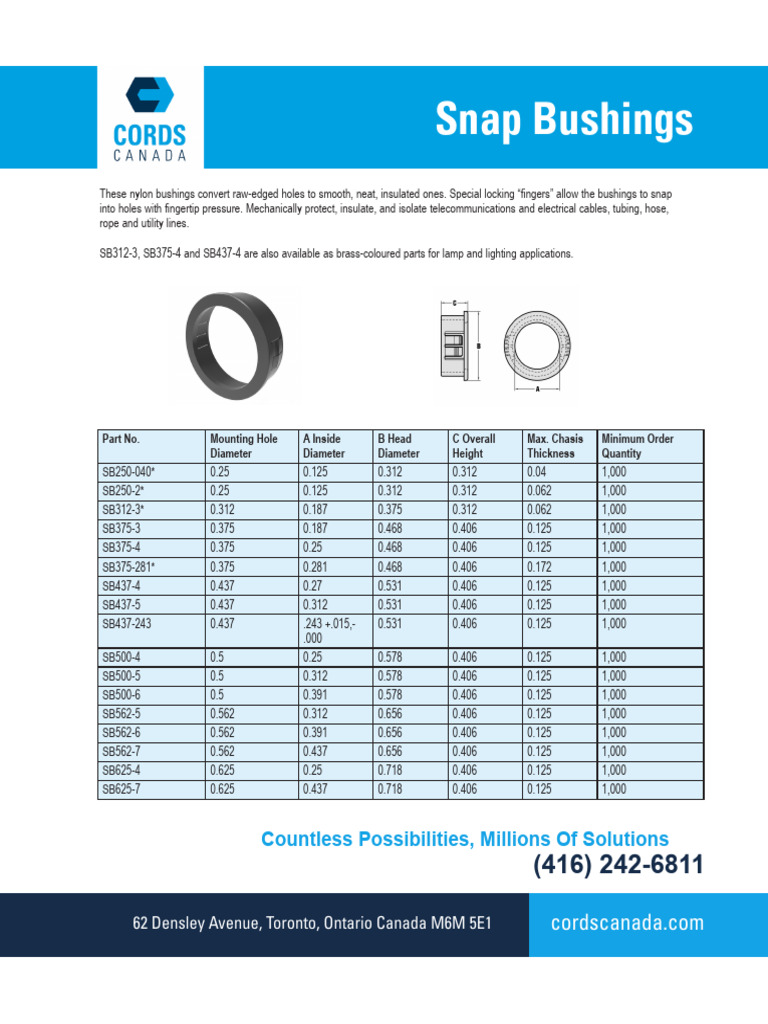 SNAP HEYCO 2160 - CordsCanada - Snap Bushings - TechnicalSheet | PDF ...