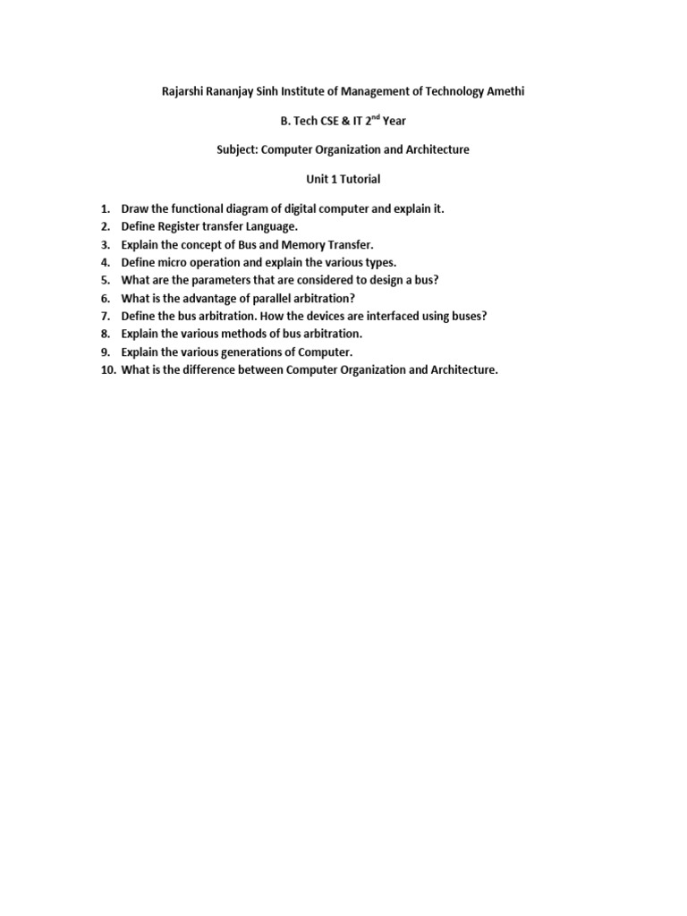 COA Part 2 Important Questions | PDF | Computer Data Storage | Random ...