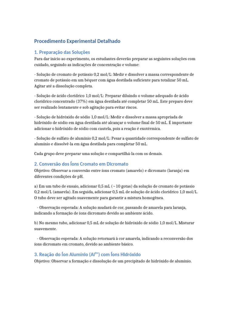 Experimento: Soluções e Reações Químicas | PDF | Ph | Hidróxido de sódio