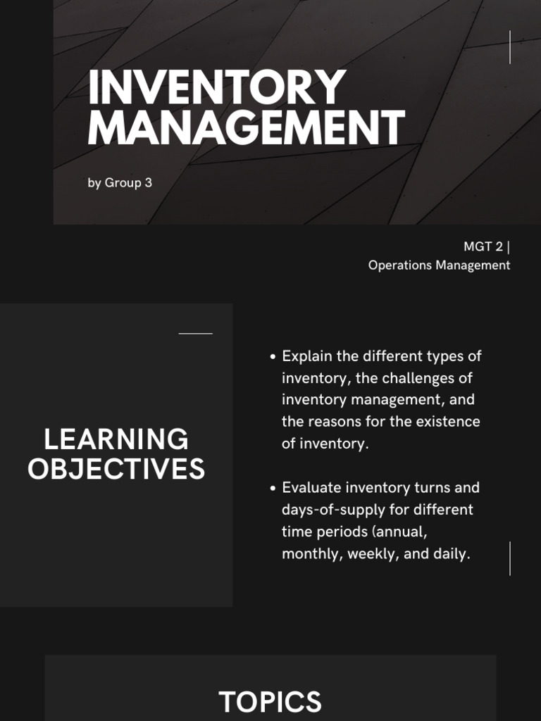 Inventory Management Pdf Pdf Inventory Production And Manufacturing
