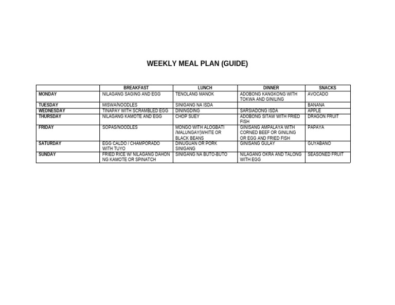 Weekly Meal Plan Pdf