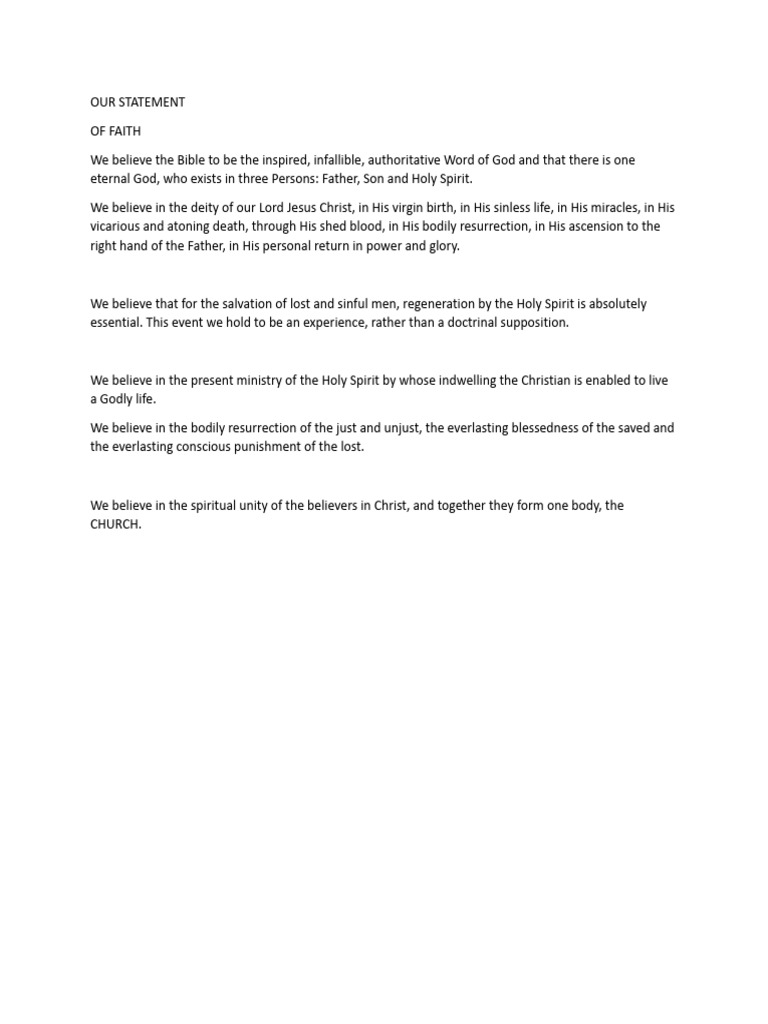 Statement of Faith | PDF