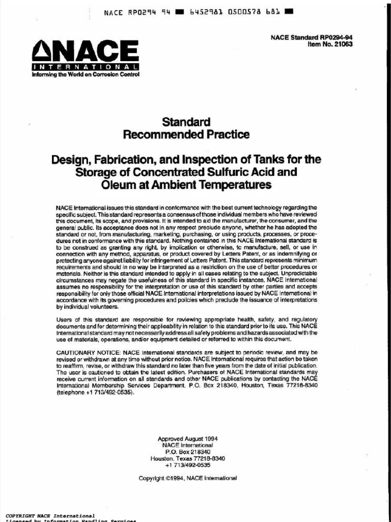 Nace RP 0294 | PDF | Corrosion | Materials