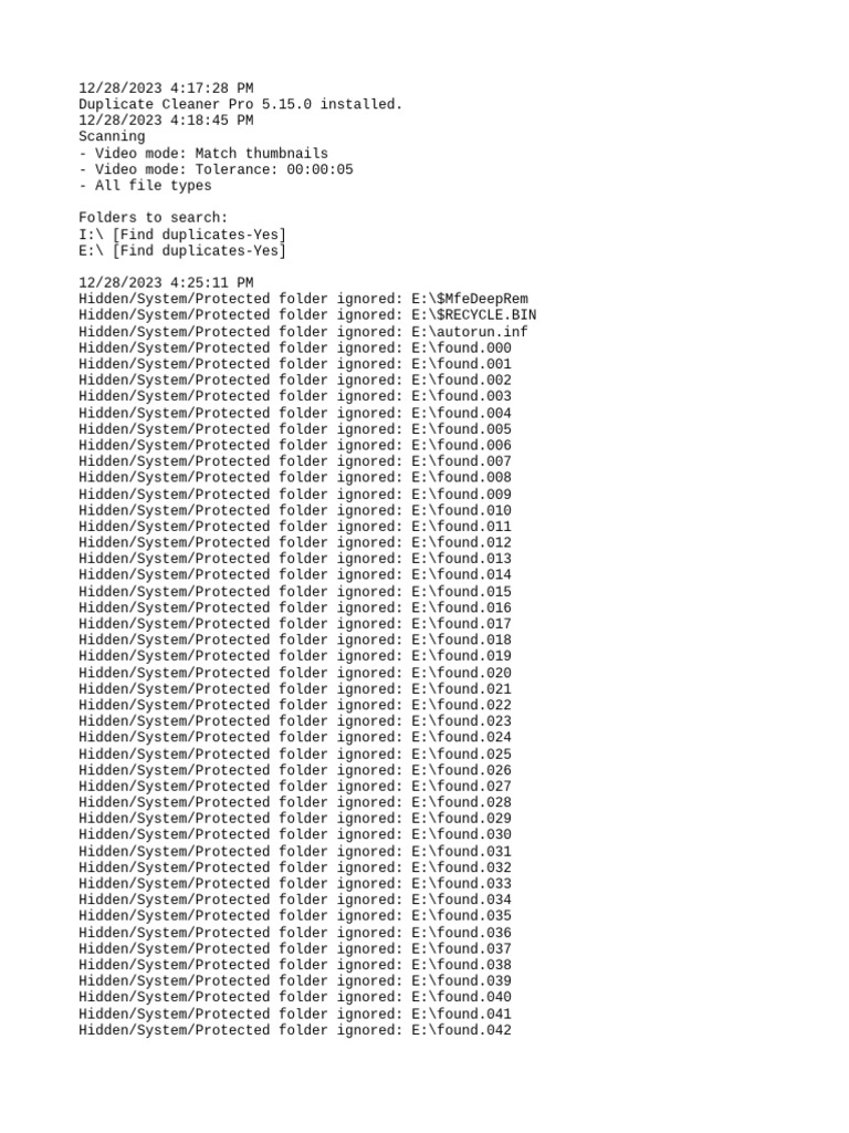 Duplicate Cleaner Log File | PDF | Utility Software
