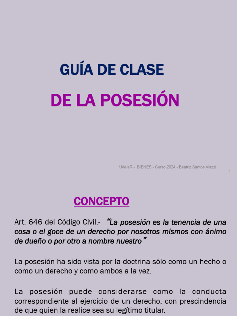Guía de La Posesion | PDF | Posesión (Ley) | Propiedad