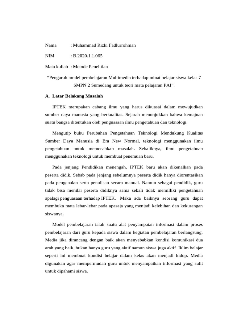 Muhammad Rizki F - Metode Penlitian | PDF