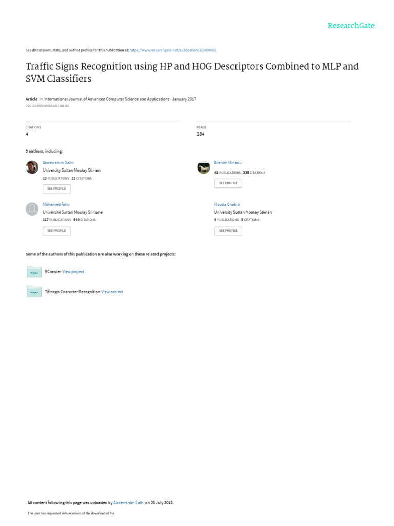 Traffic Signs Recognition Using HP and HOG Descrip | PDF | Support ...