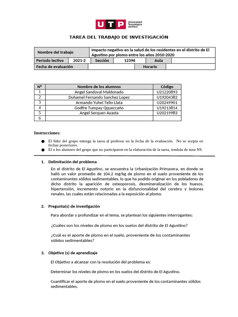 Formato Tareas | PDF | Contaminación | Dirigir