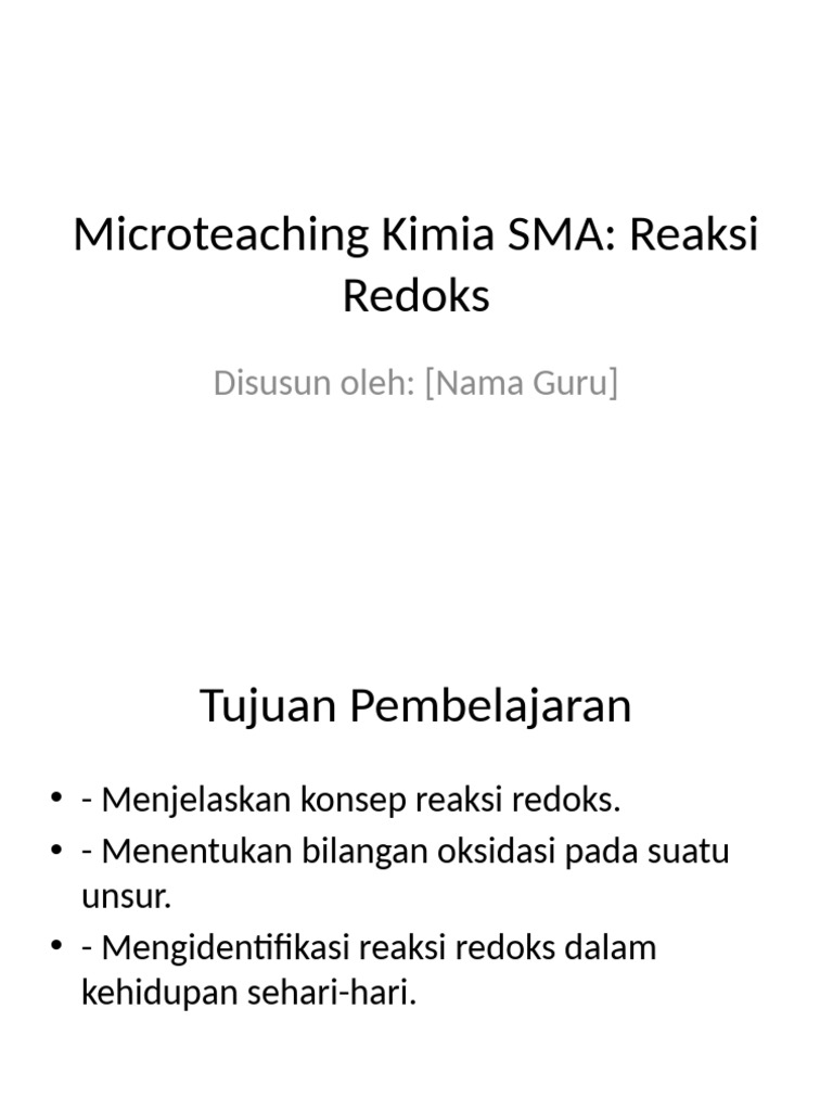 Microteaching_Kimia_SMA_Reaksi_Redoks | PDF