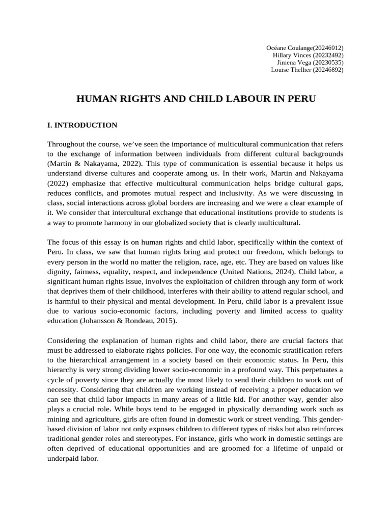 Final Exam - Child Labour Peru | PDF | Child Labour | Human Trafficking