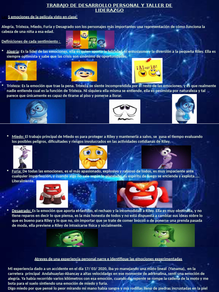 Trabajo de Las 5 Emociones | PDF | Las emociones | Sicología