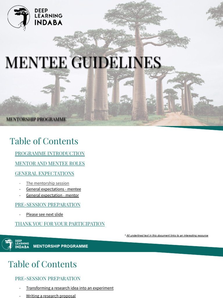 Mentee Guide: Deep Learning Indaba | PDF | Mentorship