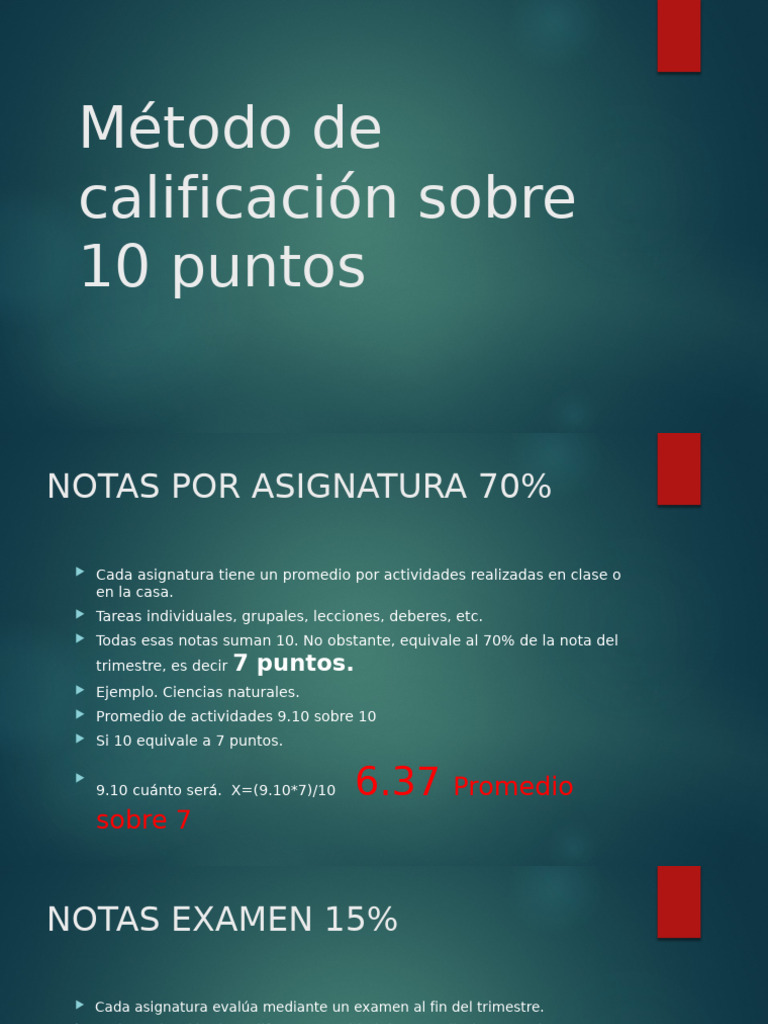 Calificación Trimestral: Método y Ejemplos | PDF