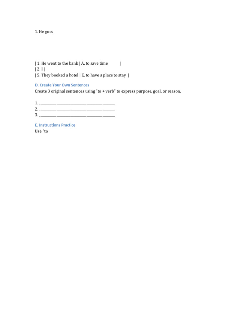 Infinitive Worksheetcsc | PDF