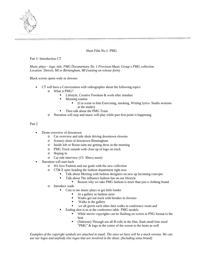 PMG - Short Film No.1 Outline | PDF