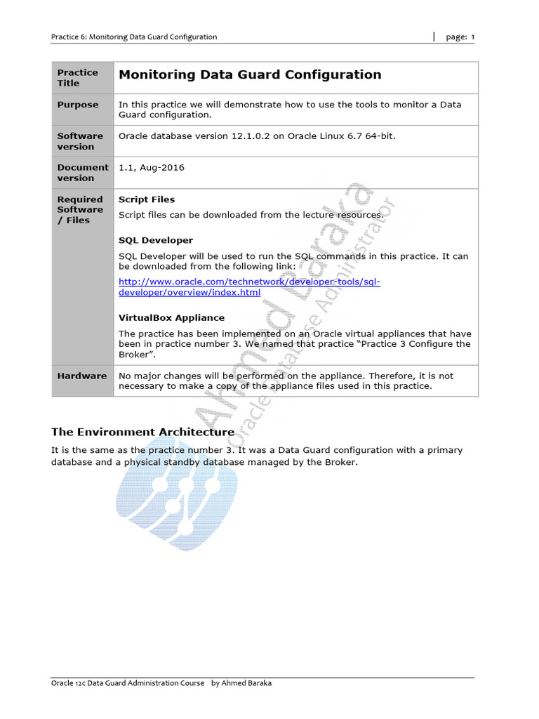 Practice 6 Monitoring Data Guard Configuration | PDF | Databases | Microsoft Sql Server