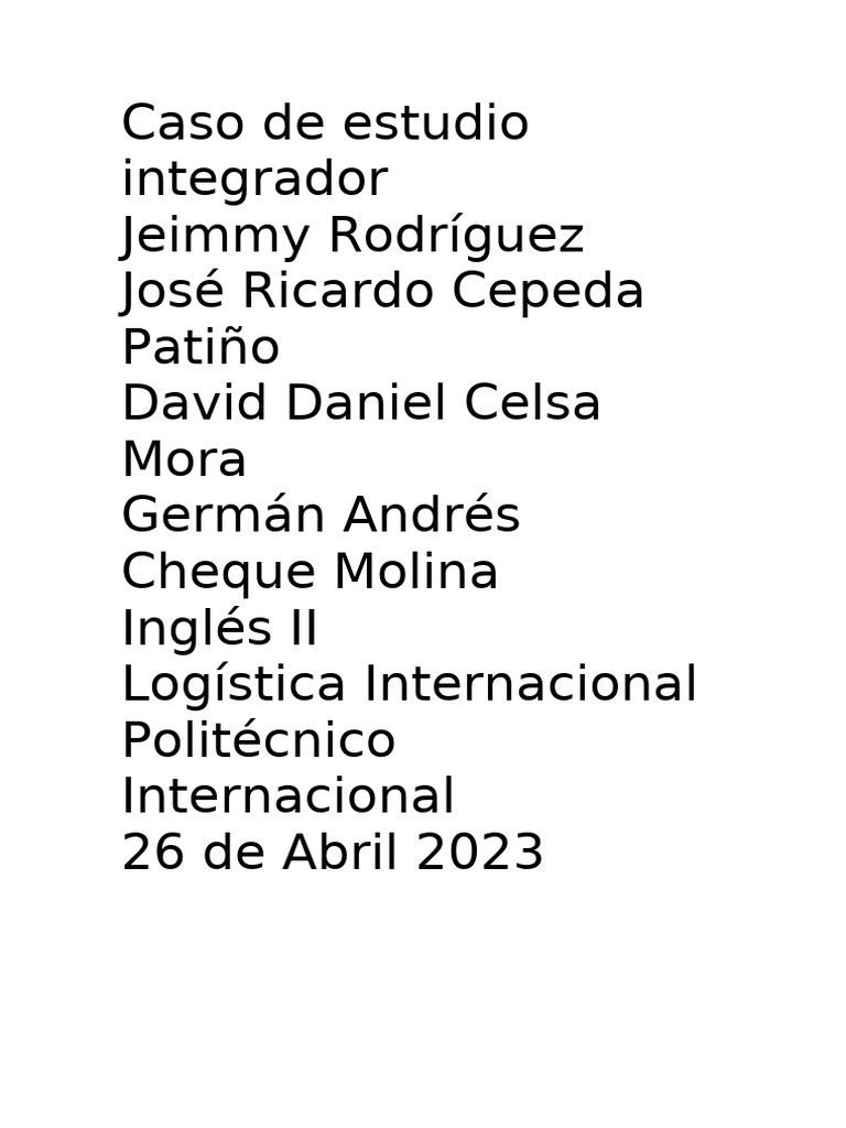 Caso de Estudio Integrador INGLES | PDF