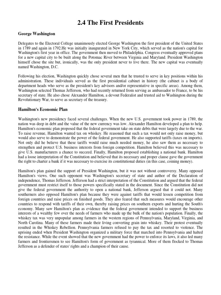 2.4_The_First_Presidents | PDF | Federalist Party | Alexander Hamilton