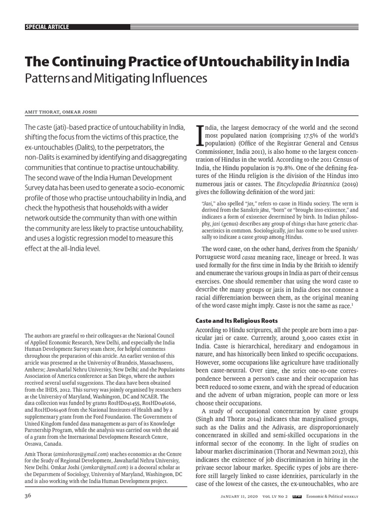 Thorat and Joshi 2019 - The Continuning Practice of Untouchability in ...