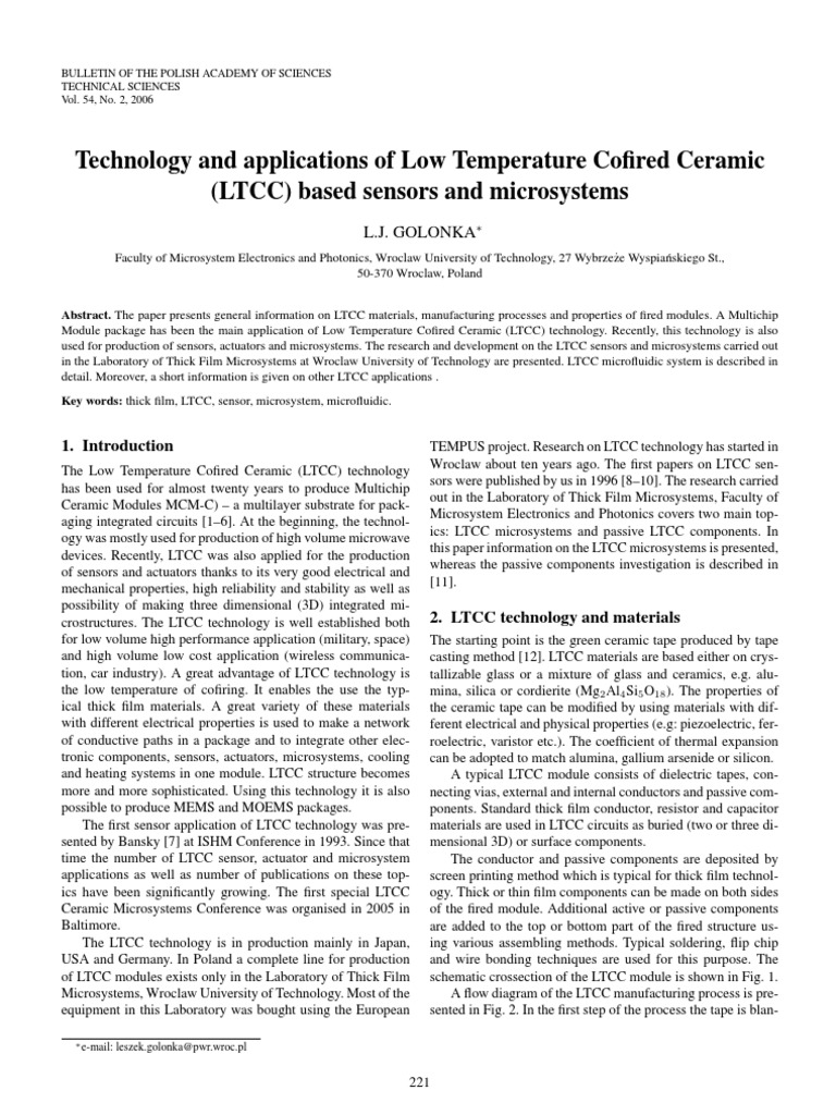 LTCC Based Sensors and Microsystems | PDF | Microelectromechanical Systems | Capacitor